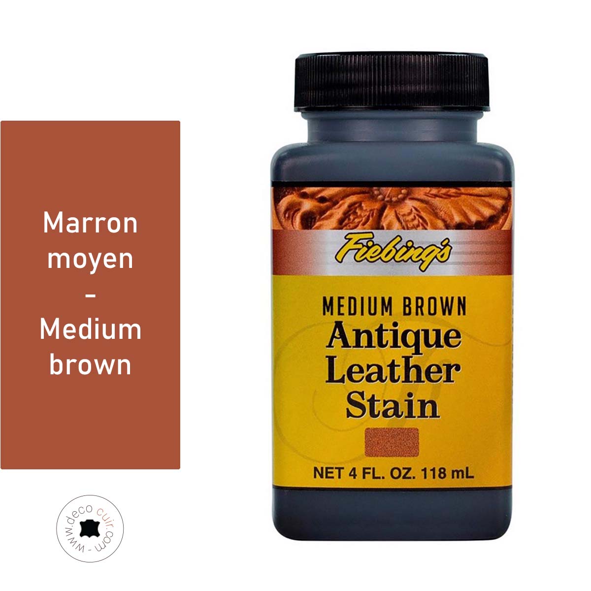 Fiebing's Antique Leather Stain - 118ml - Medium Brown | Deco Cuir