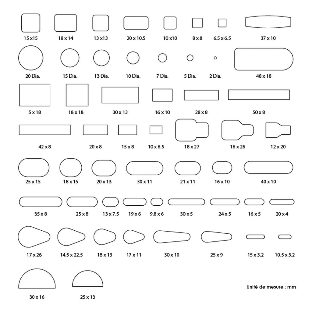 55 emporte-pièces formes diverses pour cuir - Ivan | Deco Cuir