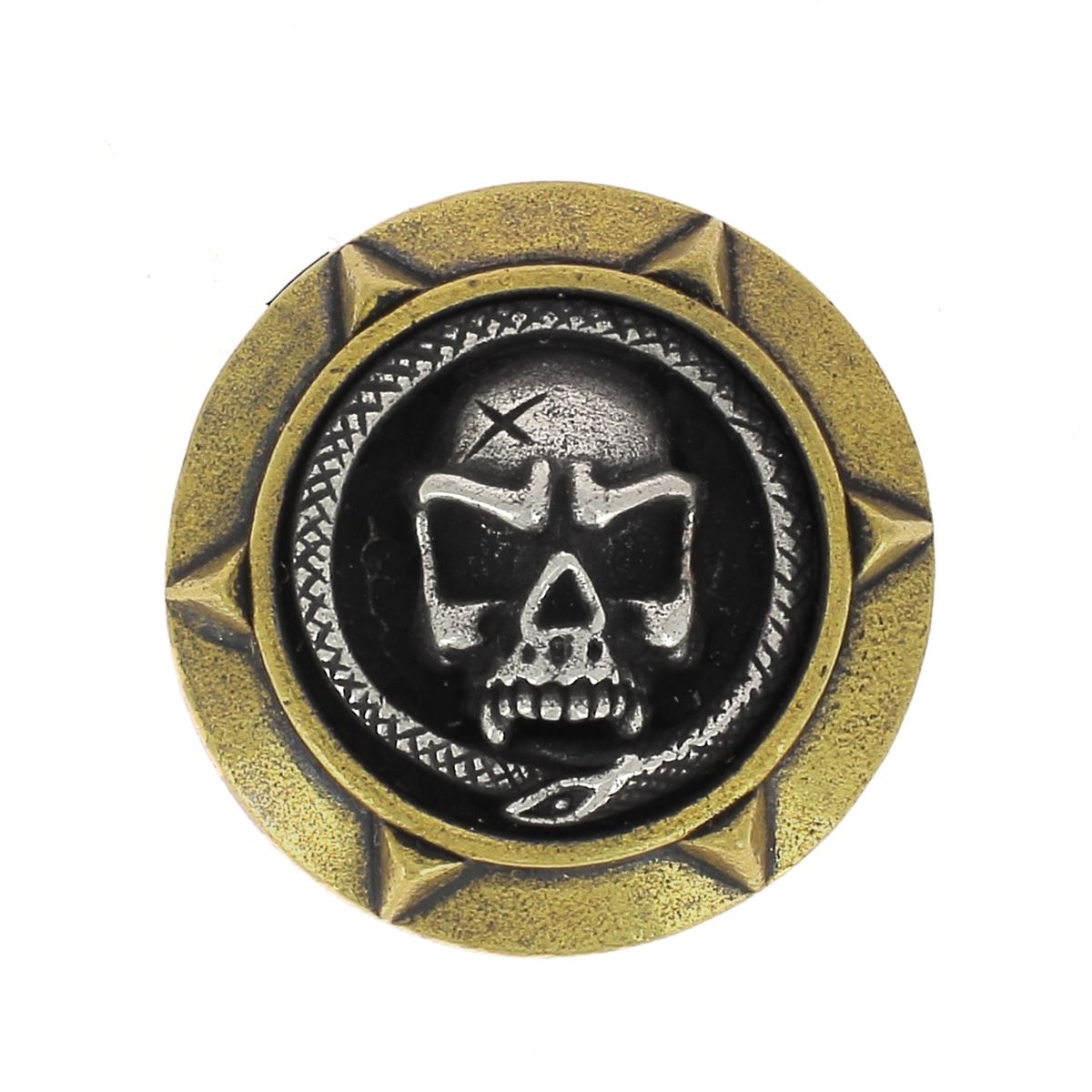 Brass concho SKULL with snake - 30mm | Leather Deco