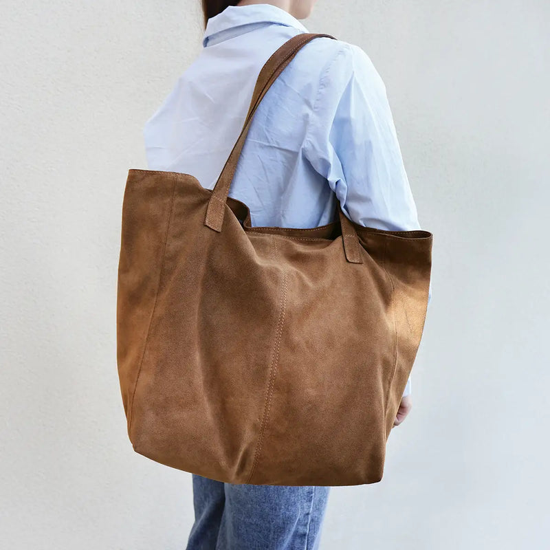 Kit DIY Sac cabas en cuir velours marron clair | Deco Cuir