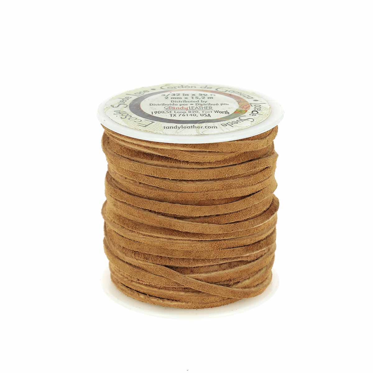 Lacet en cuir velours plat marron clair - 15m - Tandy Leather | Deco Cuir