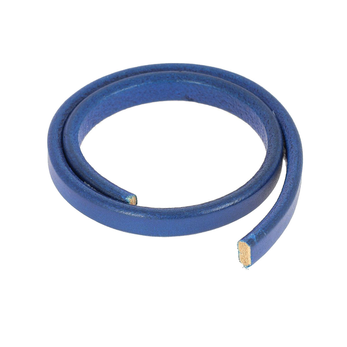 Lacet en cuir Régaliz teinté - 10x4,5mm - Bleu vif - Les 10cm | Deco Cuir