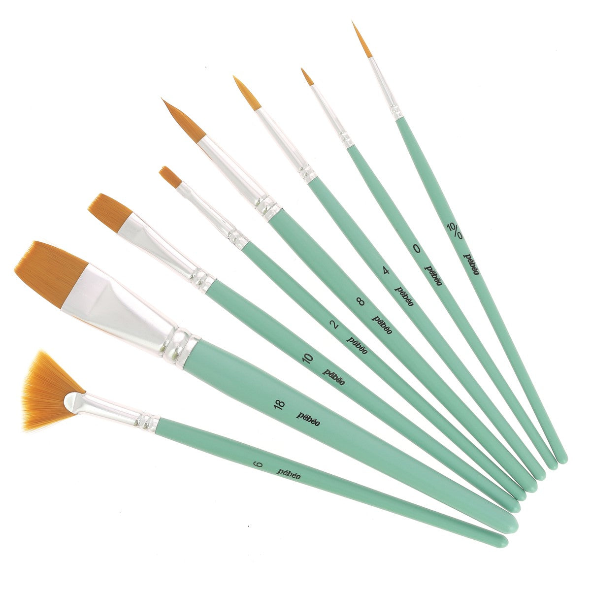8 golden polyamide acrylic brushes - Assortment - Pébéo | Leather Decor