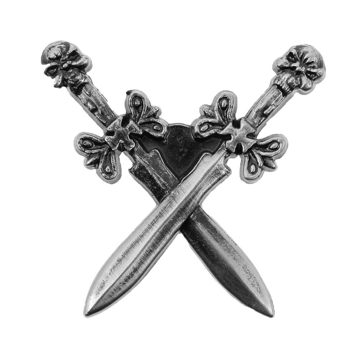 DOUBLE SWORD screw-on concho - 30x30mm - Satin nickel plated | Leather Deco