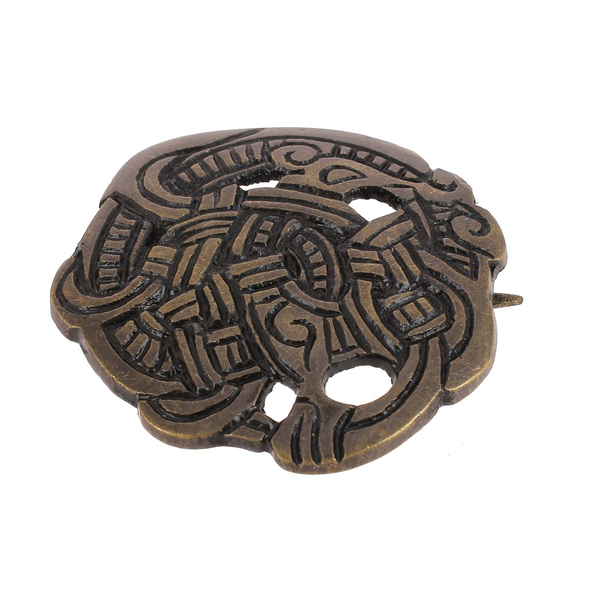 Solid brass fibula brooch - VIK - BRASS VIEILLI | Leather Decor