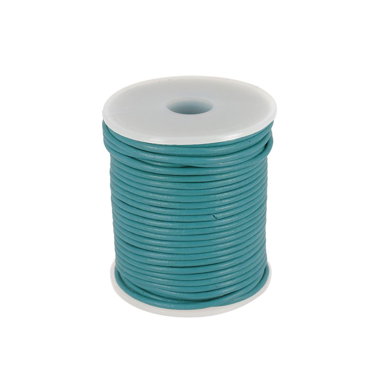Lacet en cuir rond - diam 2 mm - BLEU D'EAU - Bobine de 25 mètres ...