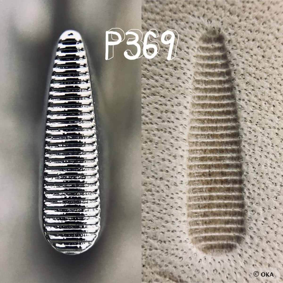 Stamp on OKA handle - Thumbprint horizontal ribbed 3.5mm - P369 ...