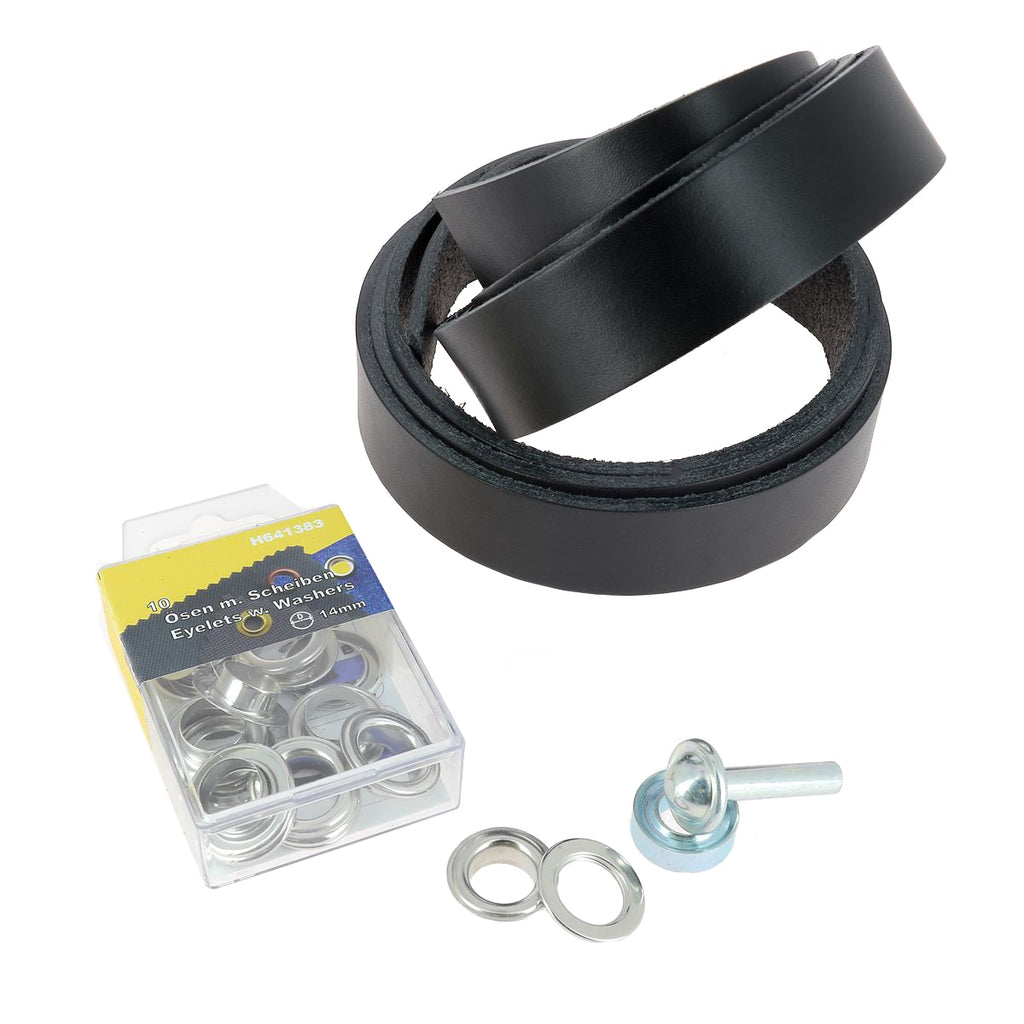 Straps - Leather straps and eyelets for hanging a shelf